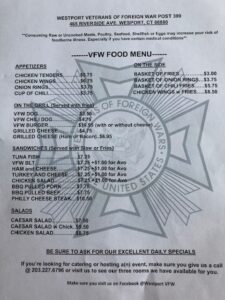 Food Menu » Westport VFW