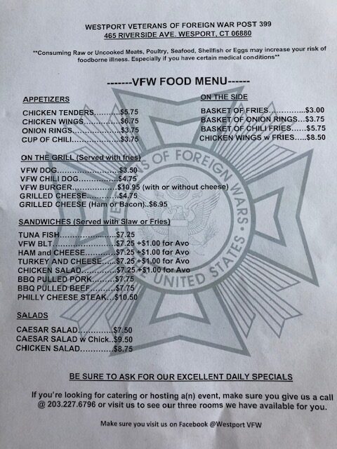 Food Menu » Westport VFW