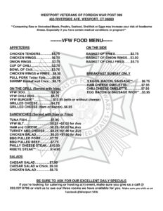Food Menu » Westport VFW